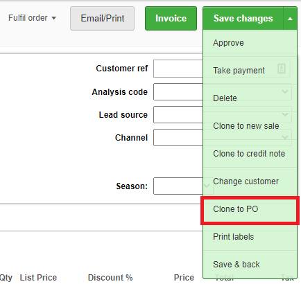 Back-to-back orders (cloning purchase orders from sales)