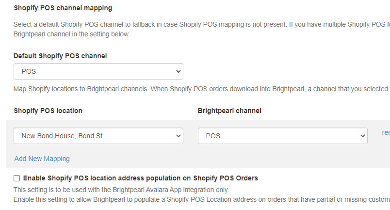 Configuring the Brightpearl Shopify app