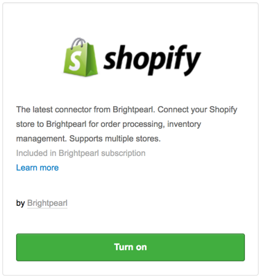 Installing the Brightpearl Shopify app