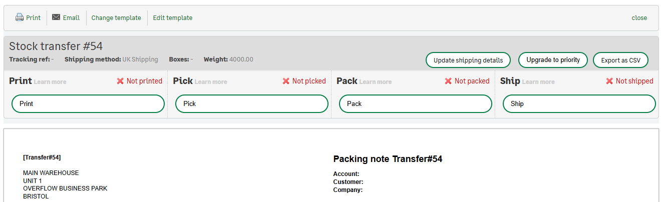 Inventory transfers (warehouse-to-warehouse)