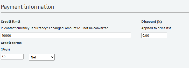 Customer credit terms and limits
