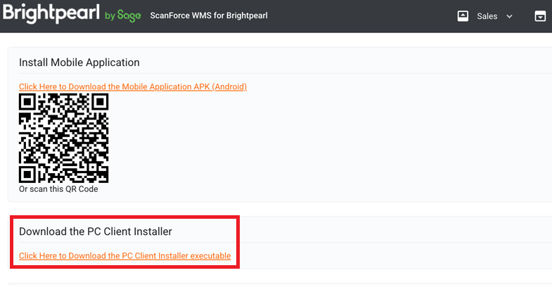 Downloading the ScanForce PC client